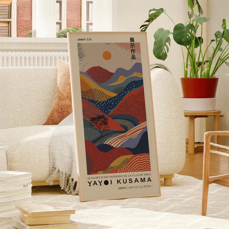 Yayoi Kusama Inspired Panoramic Poster: Japanese Abstract Art Print - Etsy