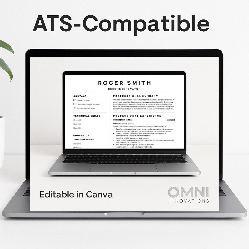 Professional Slate Resume | Canva CV Template | Navy Modern | Ats-ready ...