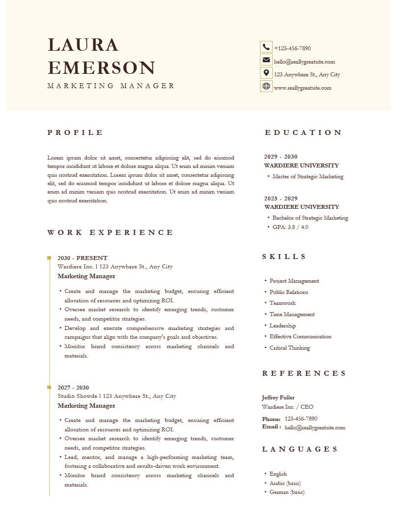 Ivory Gold Resume Template | Canva | Classic CV for 2025 | Ats-ready - Etsy