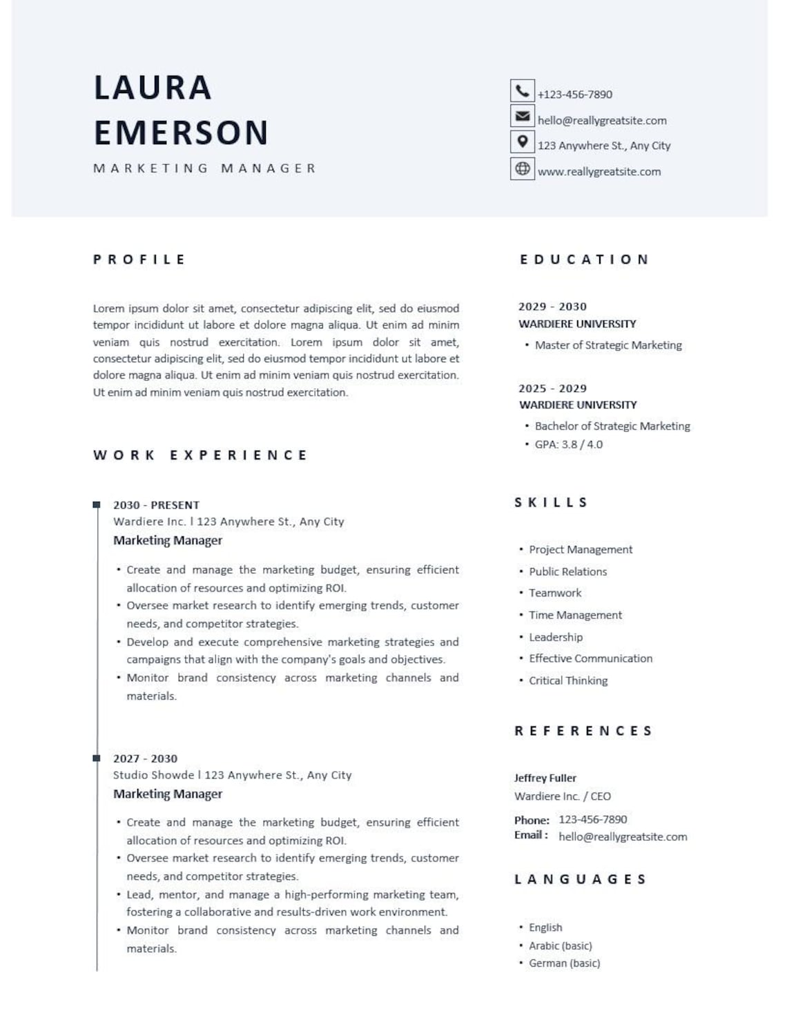 Professional Slate Resume | Canva CV Template | Navy Modern | Ats-ready ...