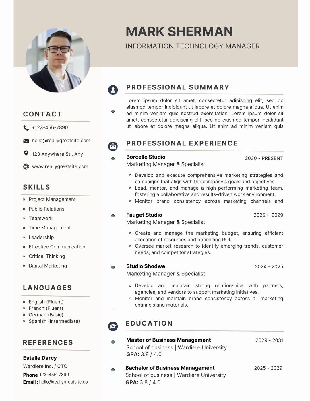 Canva Resume - the Beige Statement - Modern Design Forward Resume ...