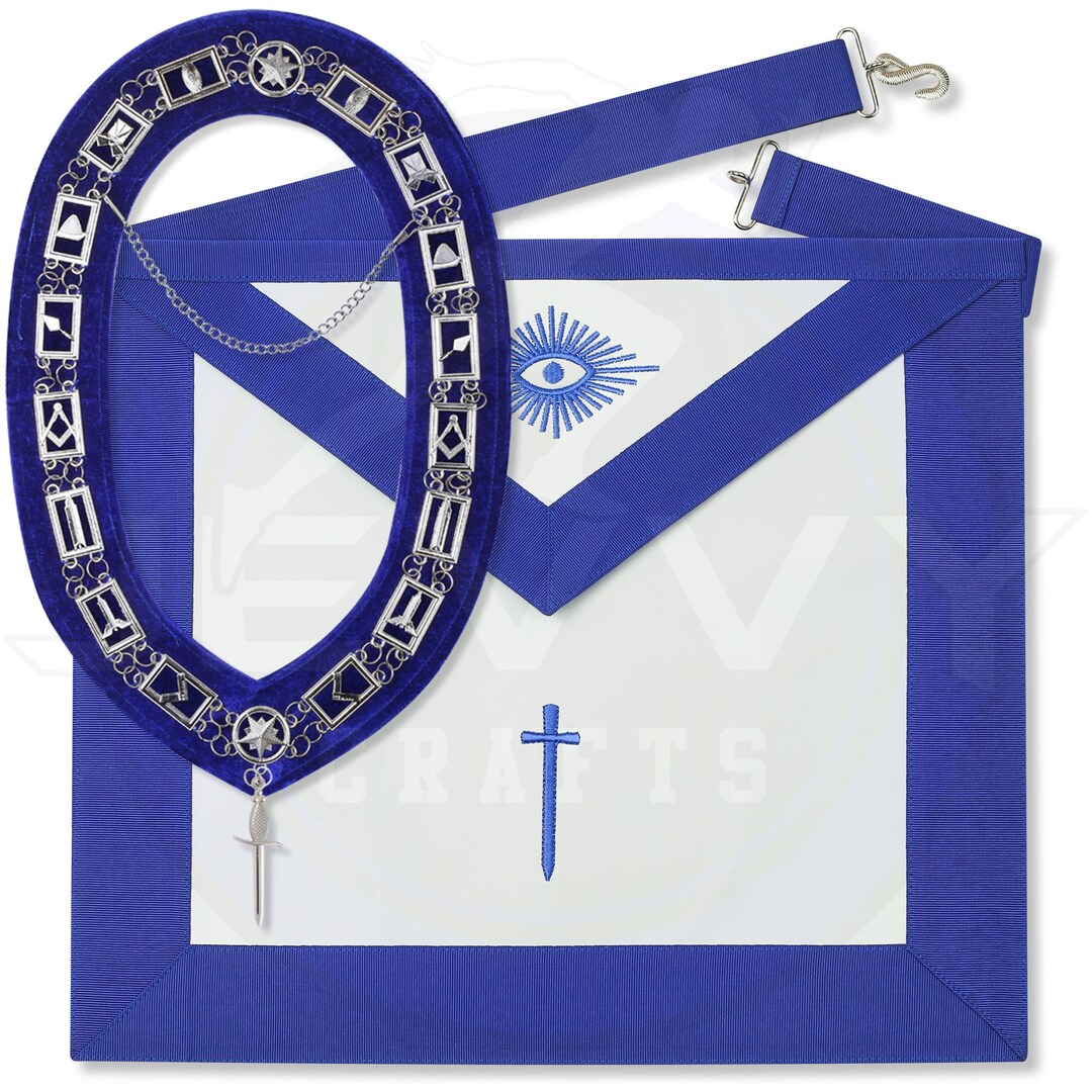 Masonic Tyler Apron Set: Blue Lodge Regalia With Sword, Chain Collar ...