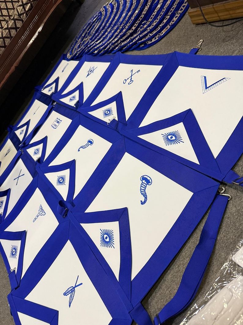 Freemason 12pc Officer Apron Collection – Blue Lodge White Aprons With ...