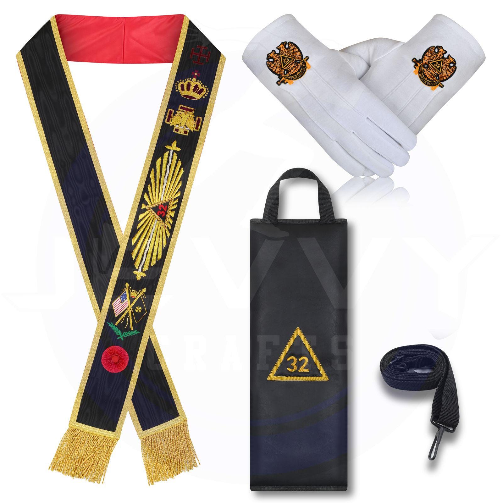 Masonic Scottish Rite 32nd Degree Rose Croix Embroidered Sash With ...