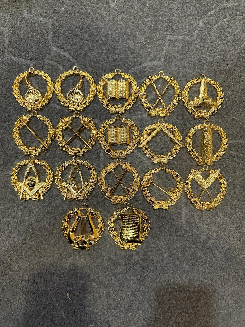 Gold-plated Masonic Officer Jewels Set: Blue Lodge Regalia - Etsy