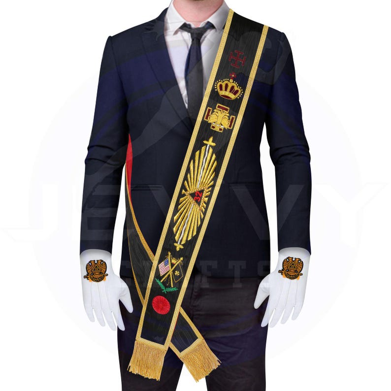 Masonic Scottish Rite 32nd Degree Rose Croix Embroidered Sash With ...