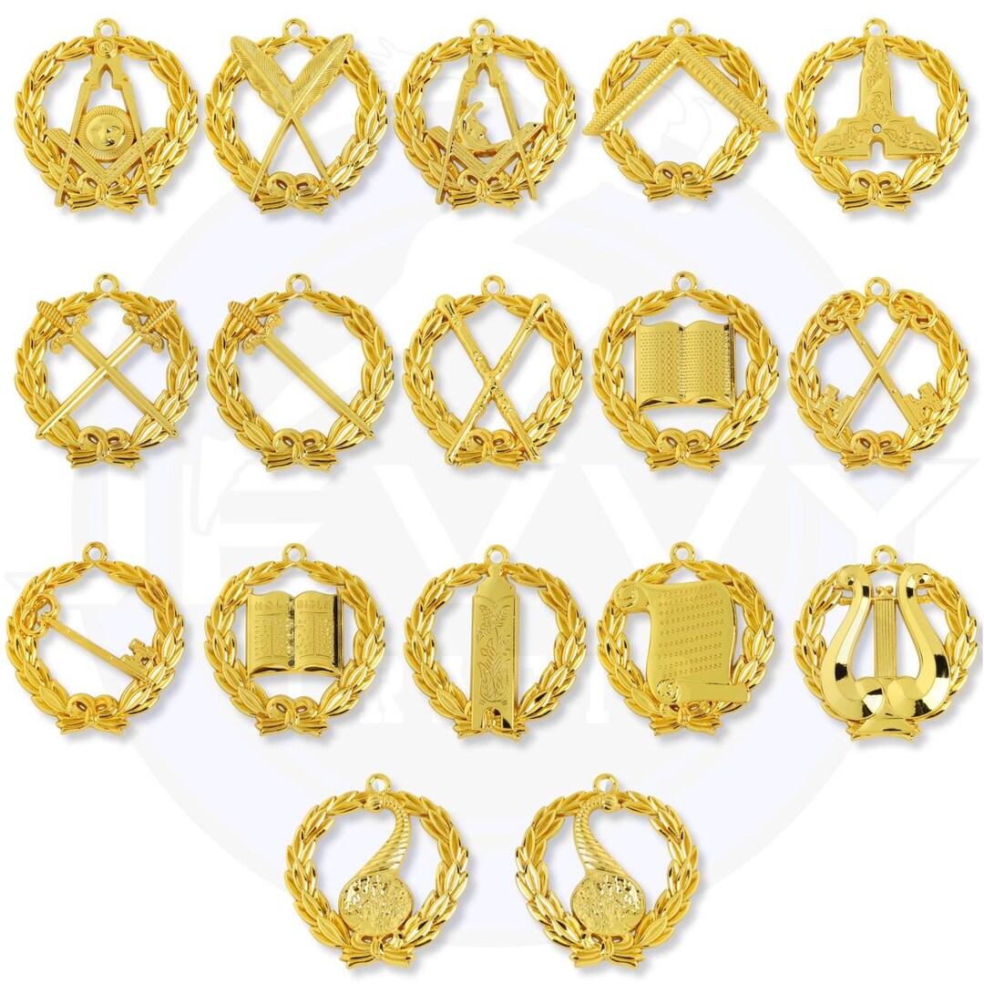 Gold-plated Masonic Officer Jewels Set: Blue Lodge Regalia - Etsy