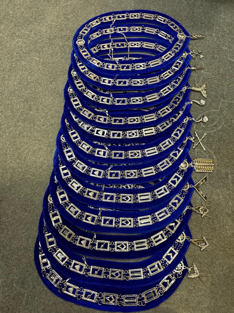 Masonic Blue Lodge Officer Regalia Set: 12 Aprons, Collars, Jewels ...