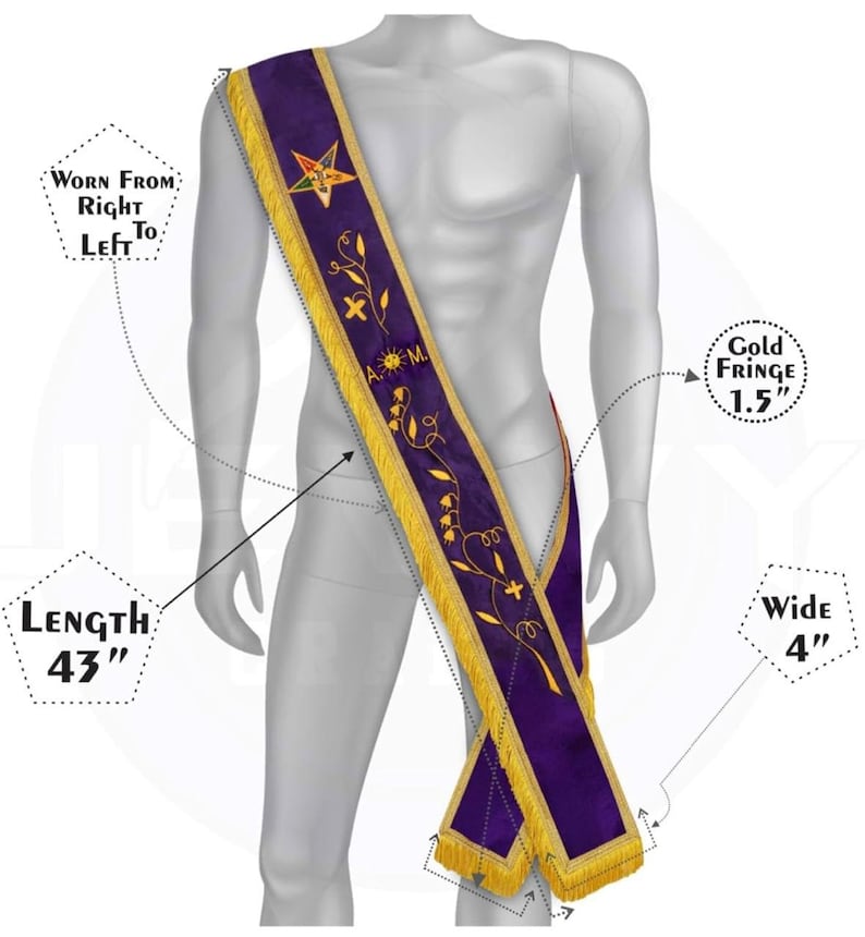 Masonic Worthy Matron Sash: OES Purple Velvet WM Sash With Case ...