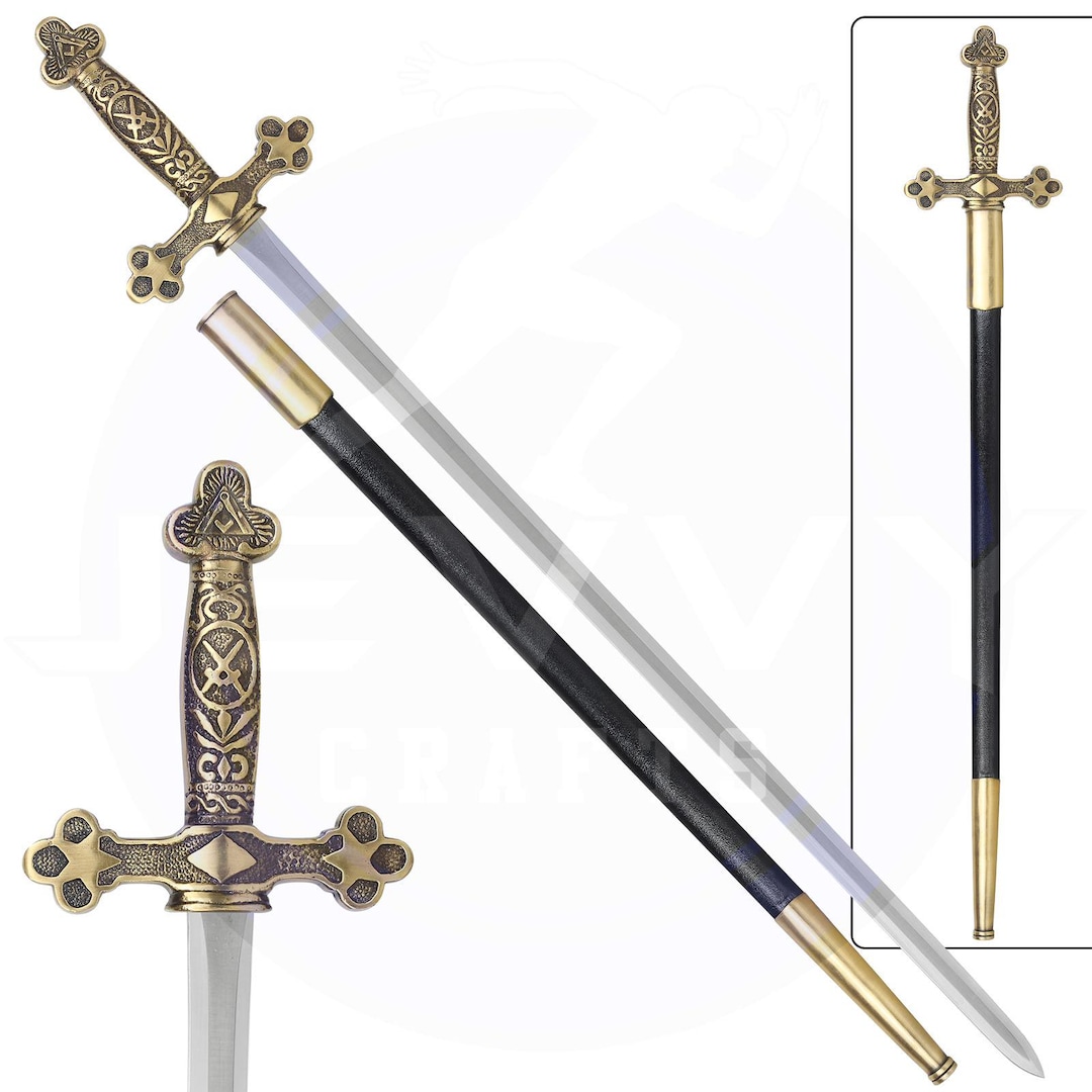 Handmade Masonic Sword: Ceremonial Display With Square Compass Emblem ...