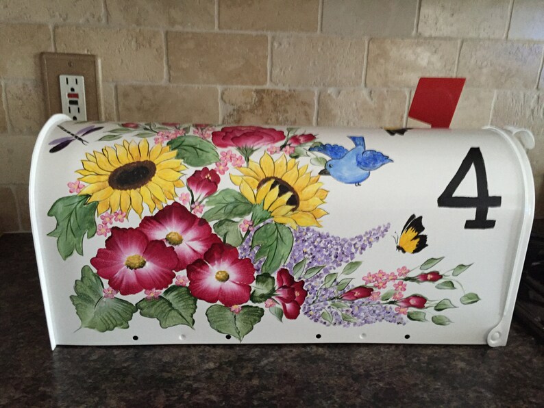 hand painted personalized sunflowers Decorative mailboxes birds house ...
