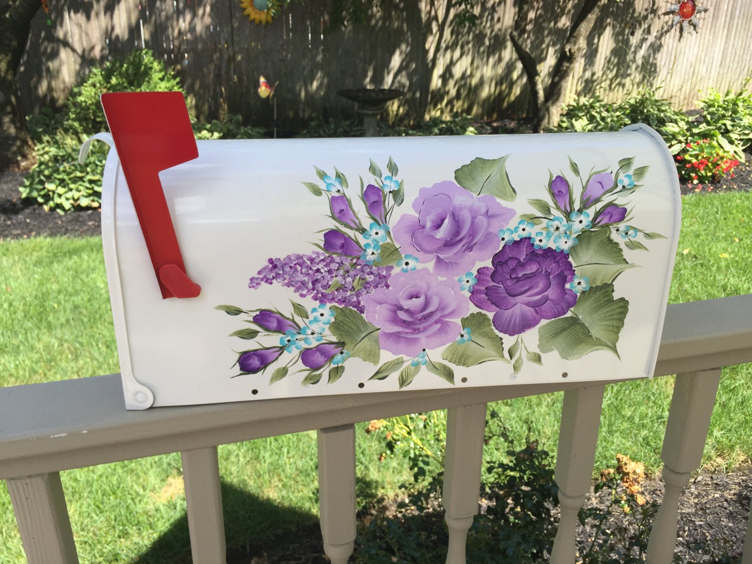 Artistic mailbox purple mailbox hand painted mailbox purple | Etsy