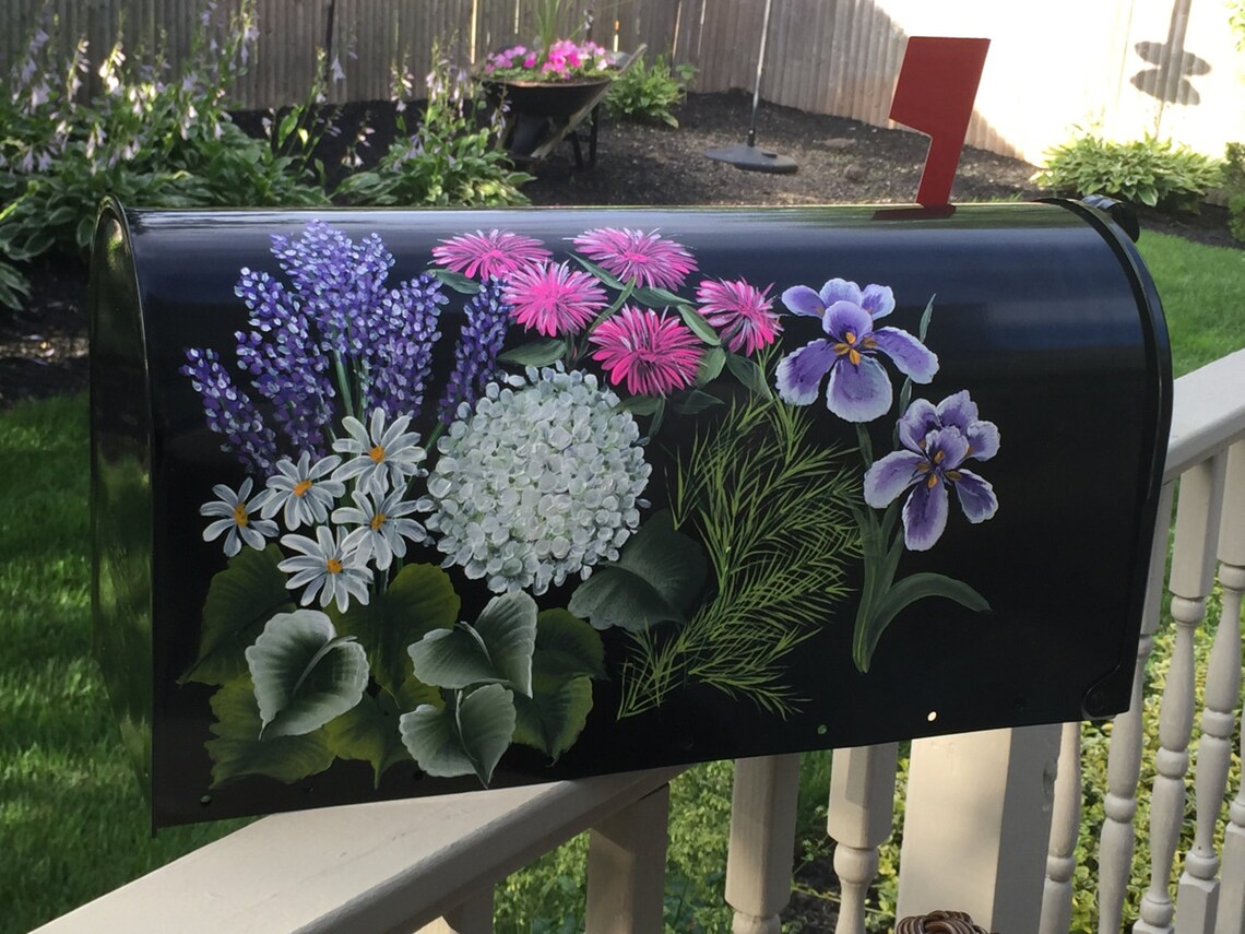Painted mailbox jumbo custom mailbox hand painted mailbox | Etsy