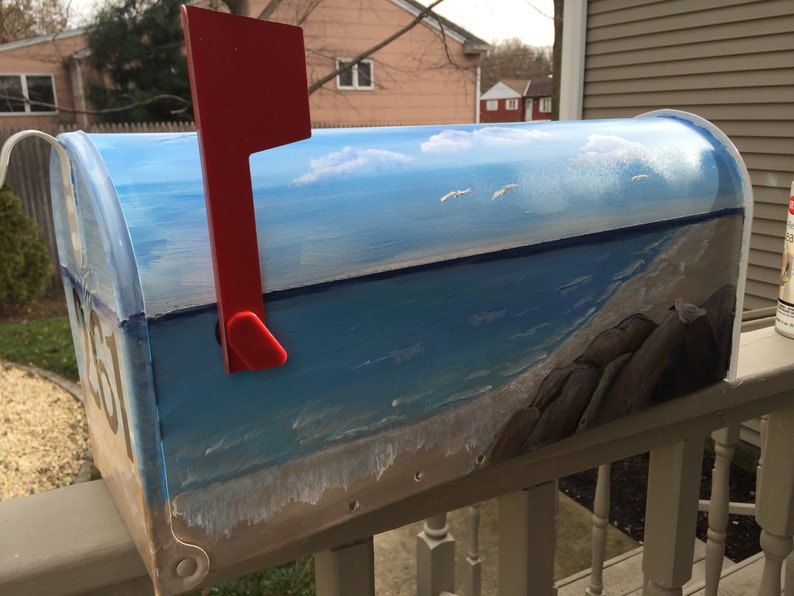 Decorative Mailbox hand painted custom order ocean scene beach | Etsy