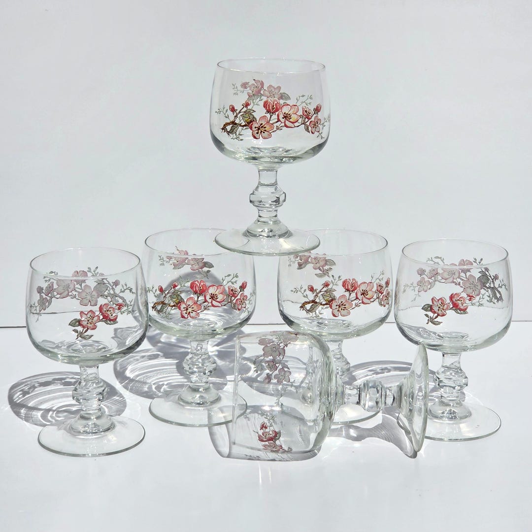 Luminarc Floral Coupe Glasses, Vintage French Stemmed Dessert Cups ...