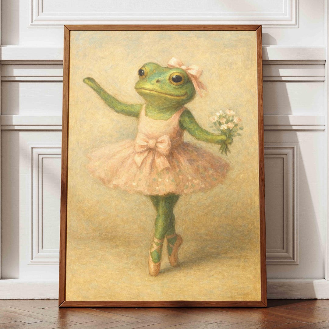 Funny Frog Ballerina Art Print: Vintage Nursery Wall Decor - Etsy