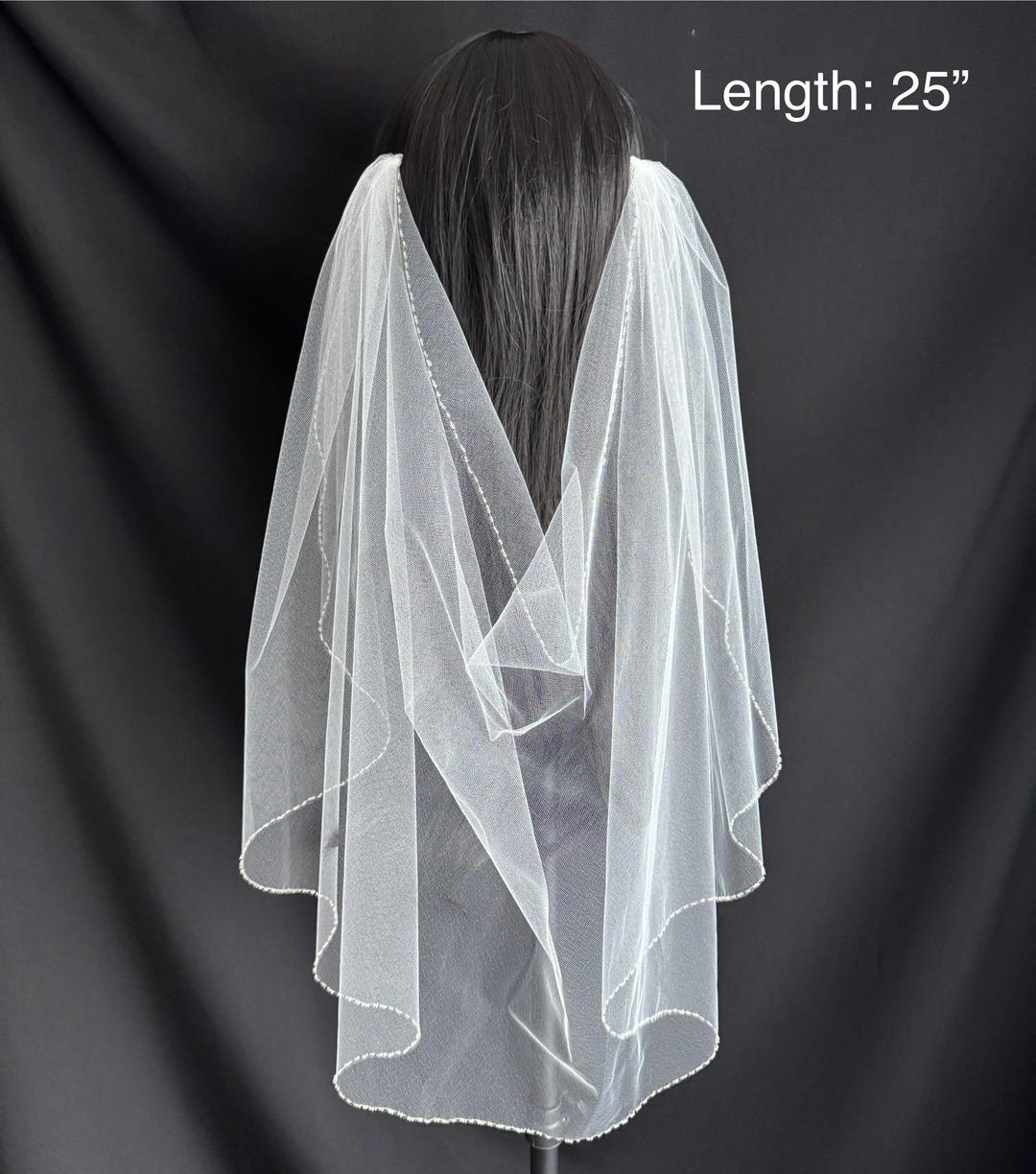 Beaded Drape Wedding Veil, Beaded Short Veil, Drape Bridal Veil, Beaded ...