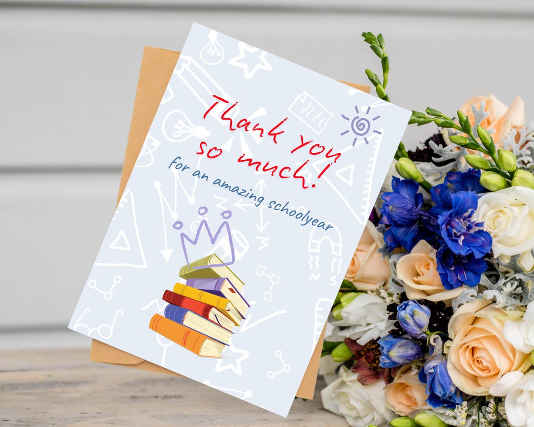 Printable Teacher Appreciation, Printable Thank You Greeting Card, Free ...