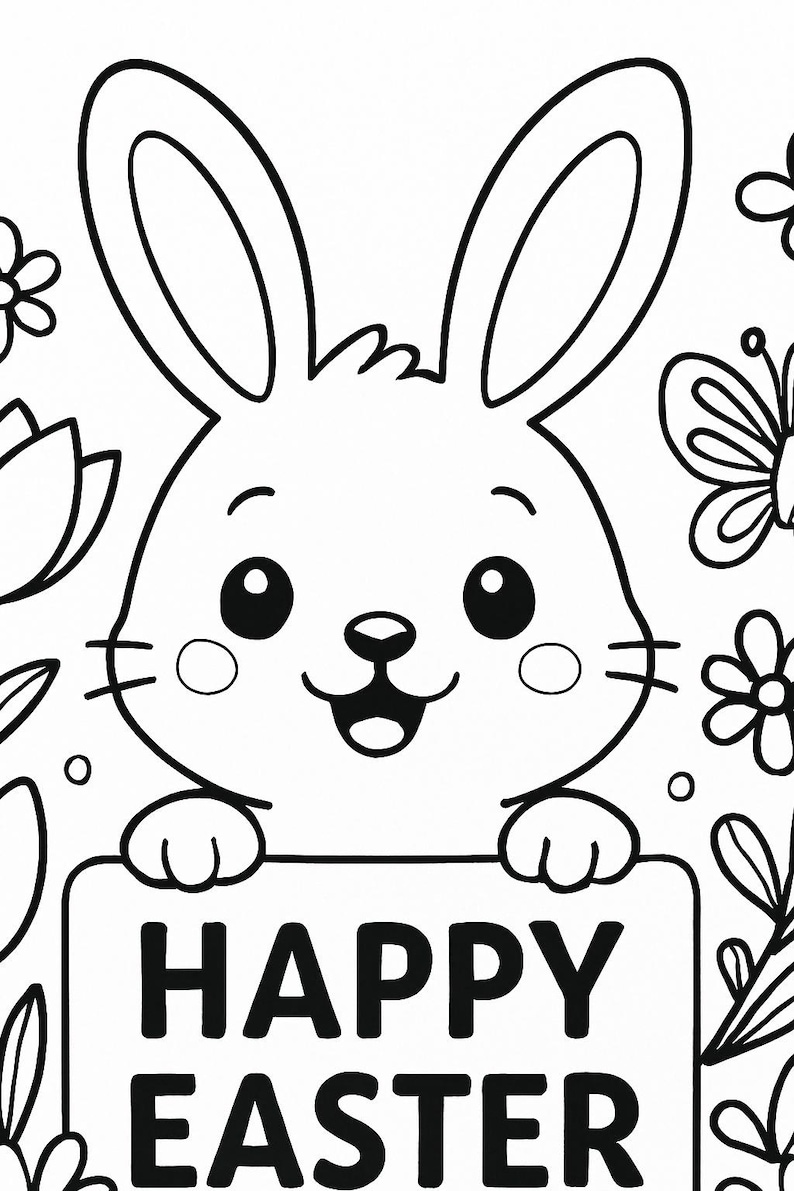 Happy Easter Coloring Page – Printable PDF – Paashaas Met Eieren ...