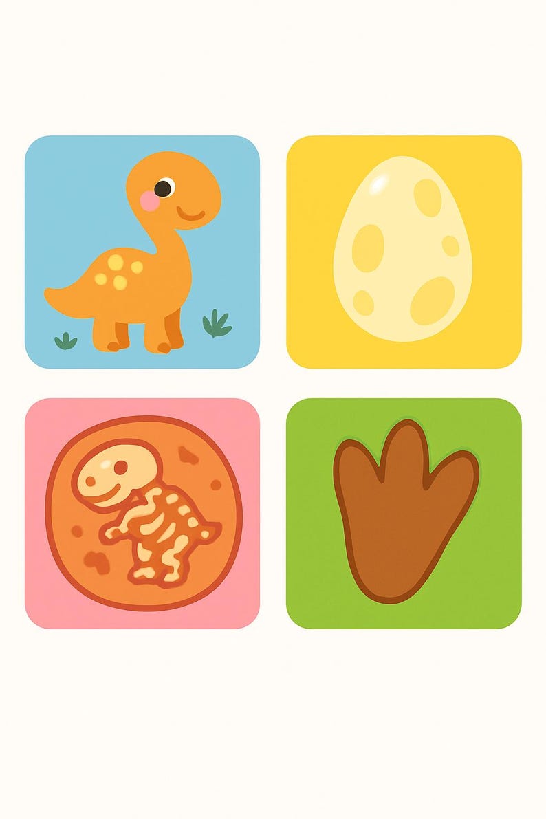 Printable Dinosaur Memory Game for Kids – Fossil Matching Game PDF ...