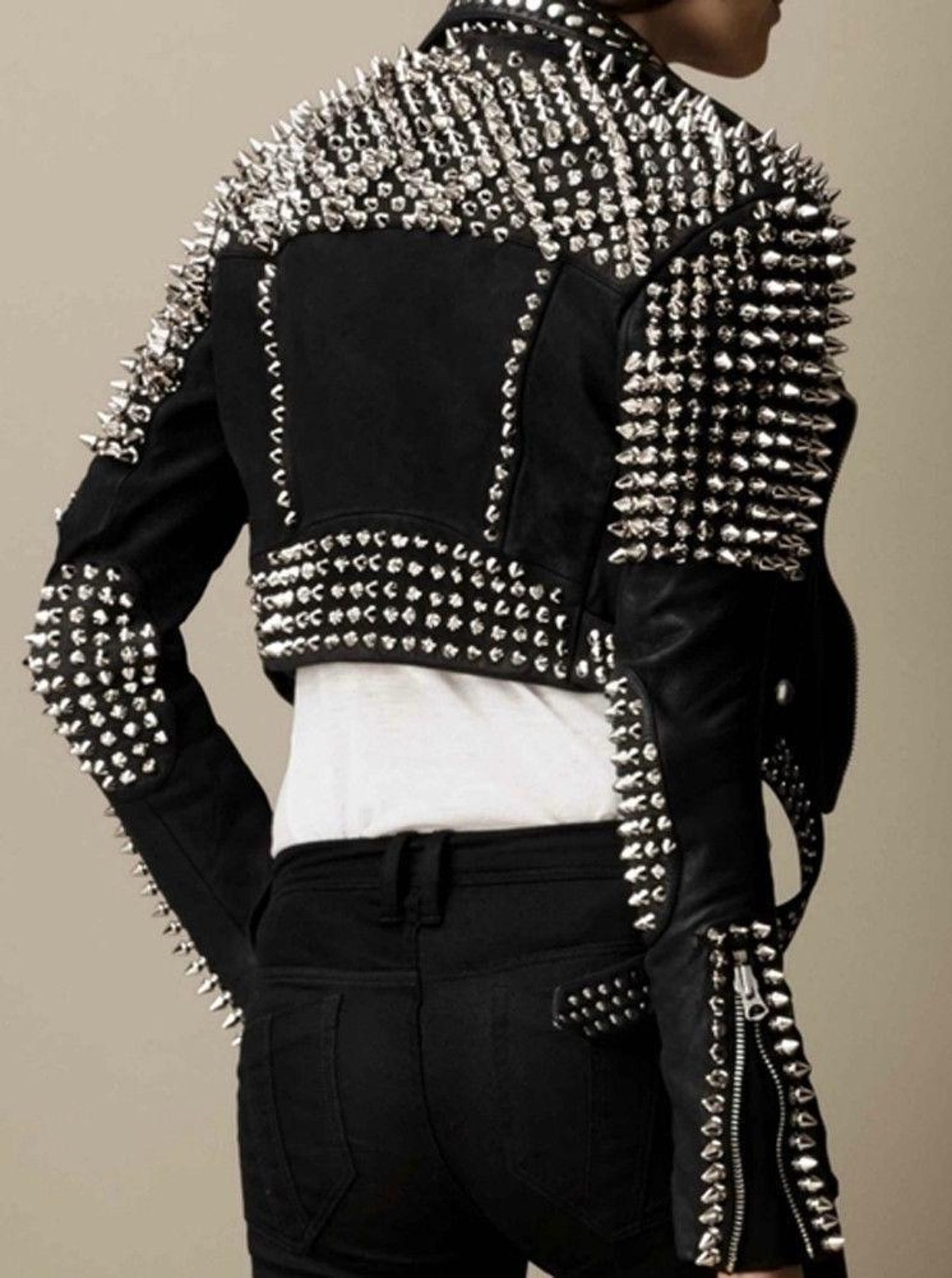 Women Punk Studded Leather Jacket | Gothic Spiked Biker Jacket ...