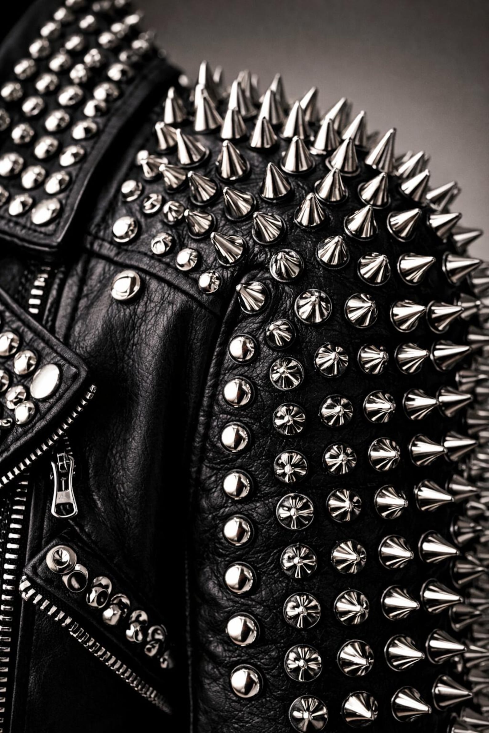 Women Punk Studded Leather Jacket | Gothic Spiked Biker Jacket ...