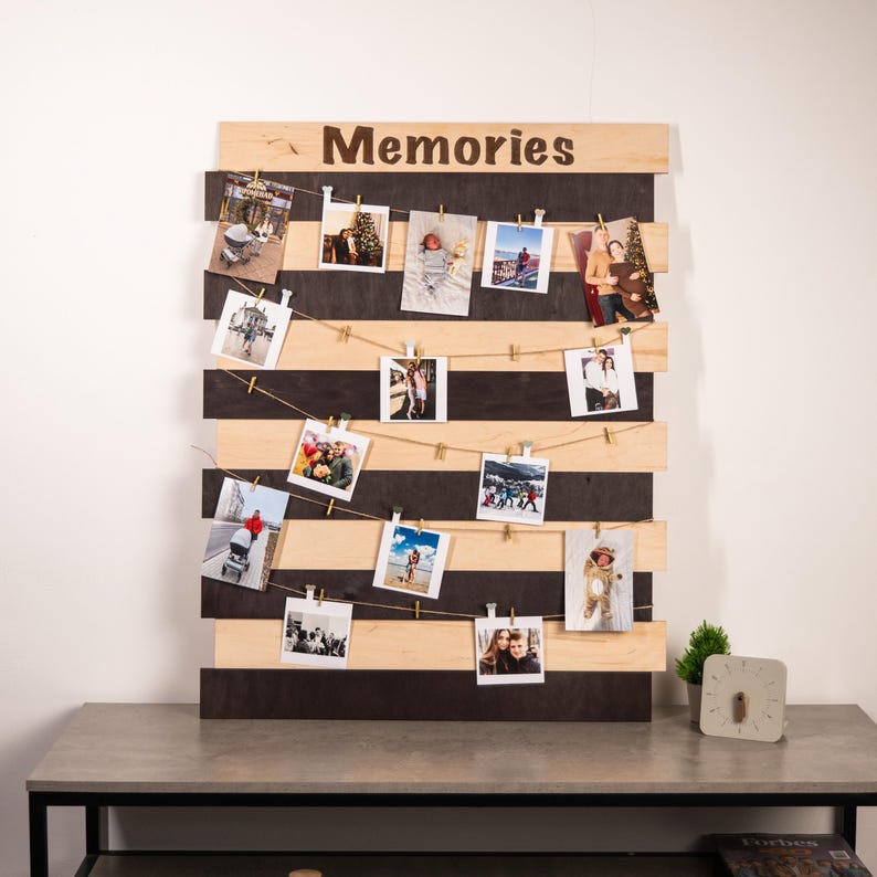 Photo Boards With Clips, Wood Picture Display, Family Photo Stand ...