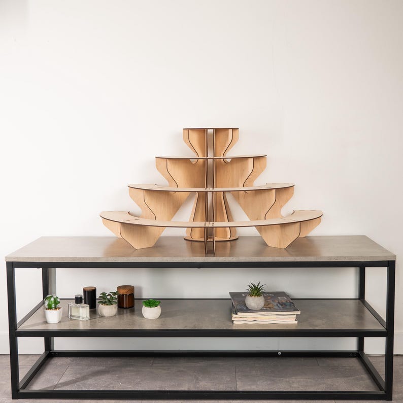 Modern Display Stand, Plywood Tiered Shelf, Display Case for Stickers ...