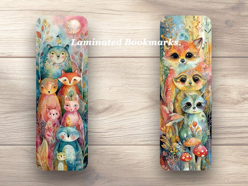 Whimsical Woodland Animals Laminated Bookmarks A Set of 4 Bookmarks ...