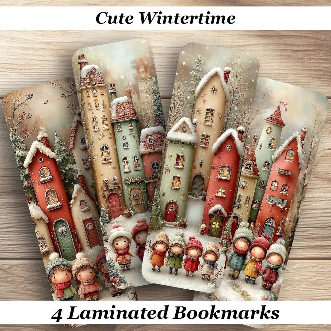 Cute Wintertime Bookmarks. Set of 4 Laminated Whimsical Summertime ...