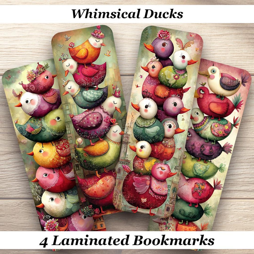Whimsical Ducks Laminated Bookmarks. Set of 4 Different Designs Ideal ...