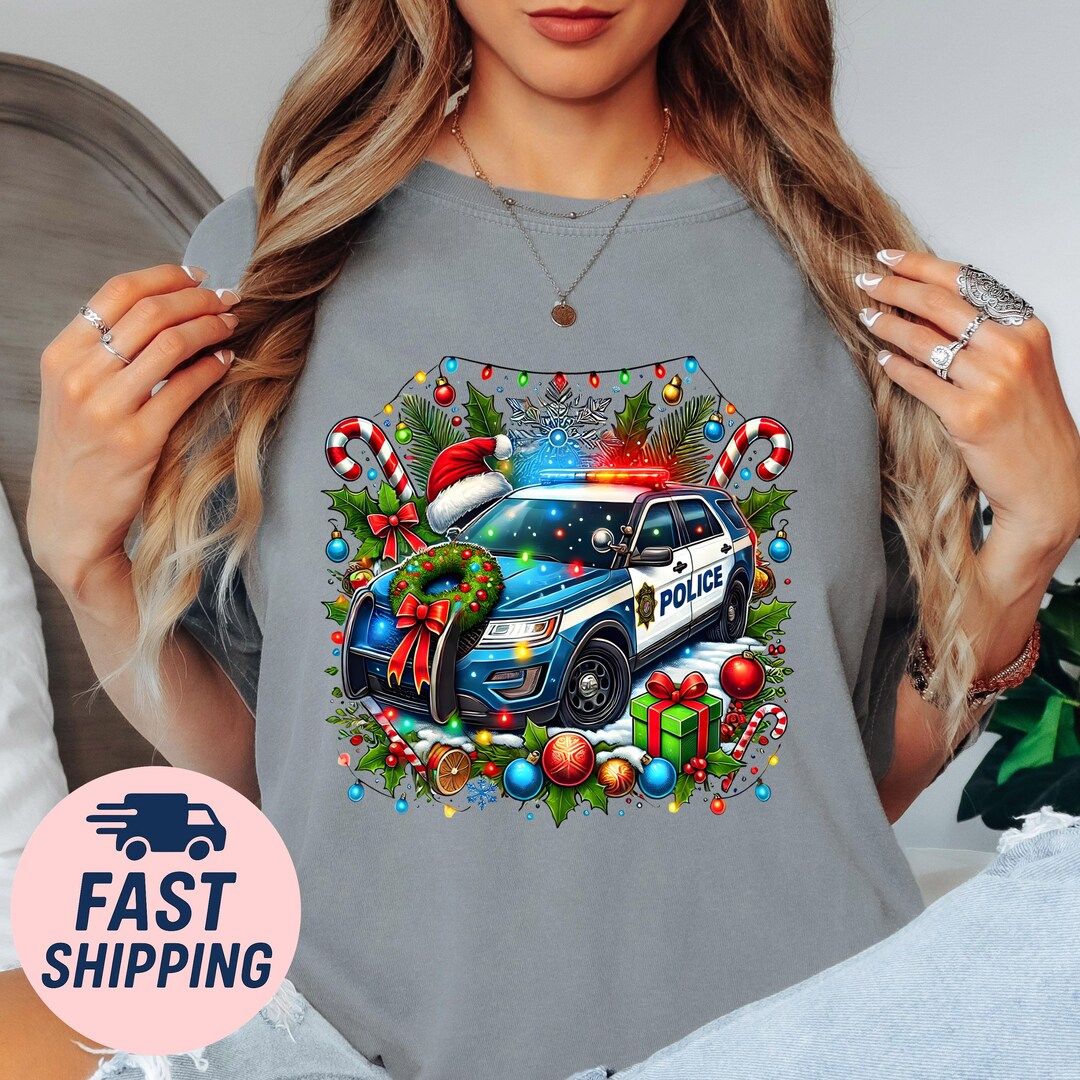 Christmas Police Car T-shirt: Holiday Cop Gift Tee - Etsy