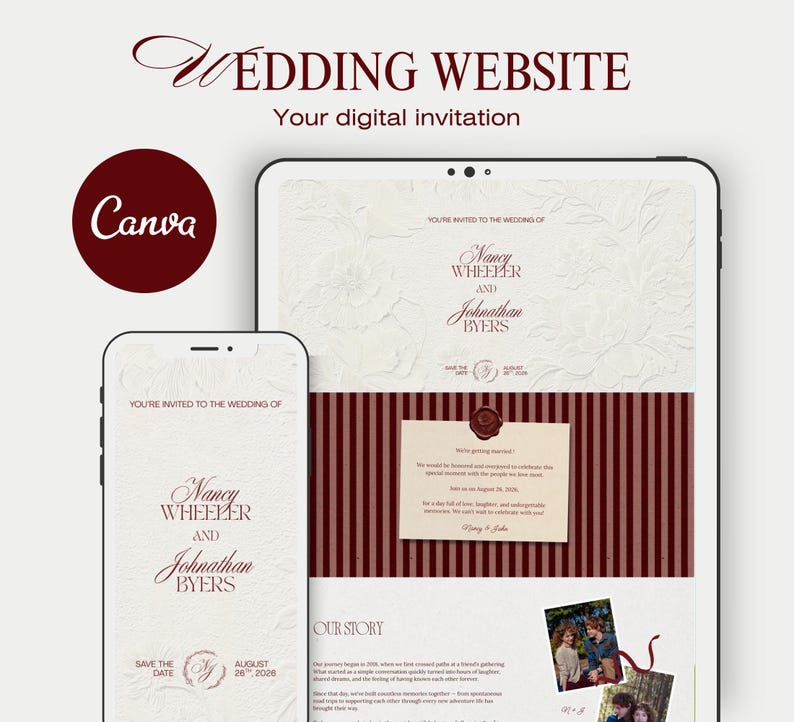 Modèle De Site De Mariage – Faire-part Digital Mobile Canva ...