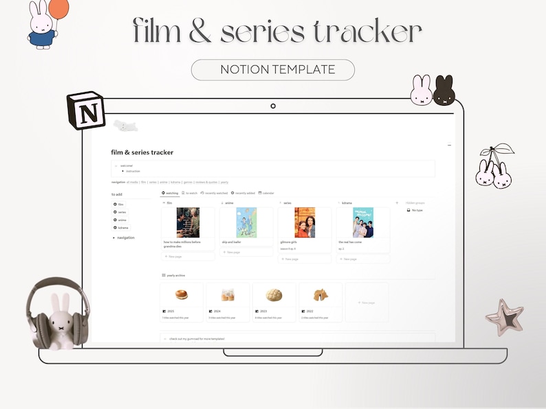 Film & Series Tracker Notion Template | Media Tracker, Tv Show Tracker ...