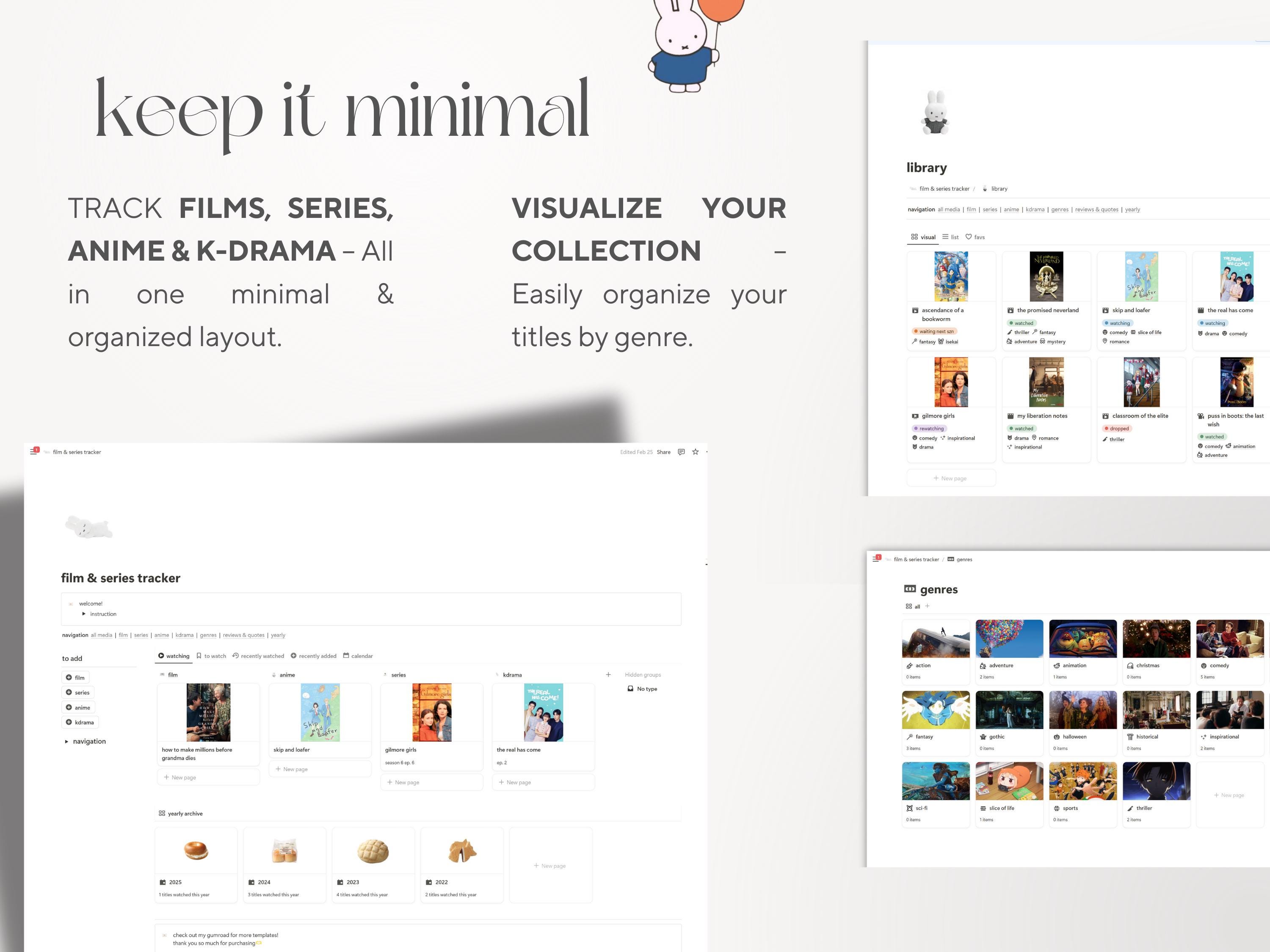 Film & Series Tracker Notion Template | Media Tracker, Tv Show Tracker ...