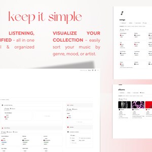 Simple Music Tracker Notion Template | Minimal Song Album & Kpop Log ...