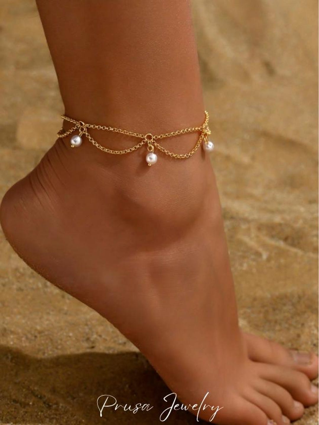 Golden Toe Chain, Anklet Foot Chain, Toe Chain, Minimalist Body Chain ...