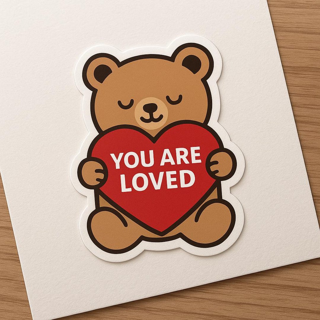 Cute Bear Hug Sticker – Printable Digital Download for Self Love ...