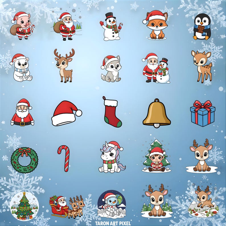 27 Christmas Clipart Bundle – PNG Set – Snowman Art – Winter Characters ...