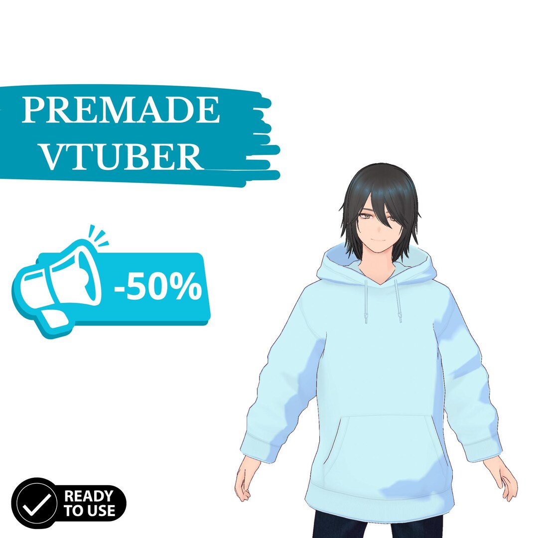 Custom Vtuber Live3d Model Commission | Cool Hoodie Boy Avatar – Blue ...