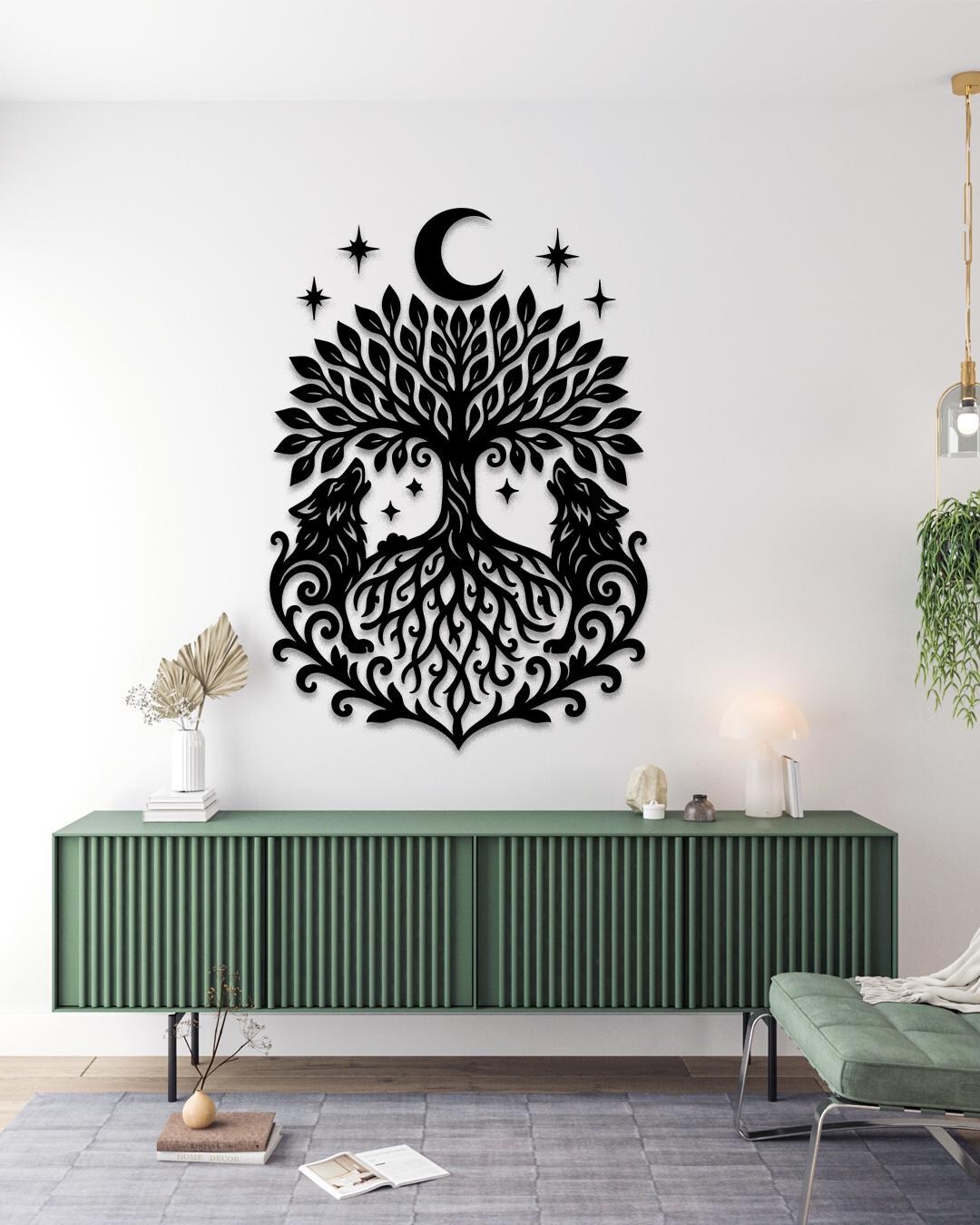 Wolf Tree of Life Silhouette: Mystical Moon Wall Art (digital Download ...