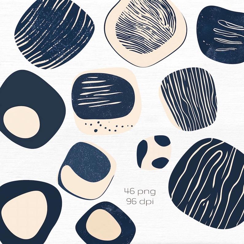 Abstract Boho Shapes Clipart, Modern Bohemian Clip Art, Shape Bundle ...