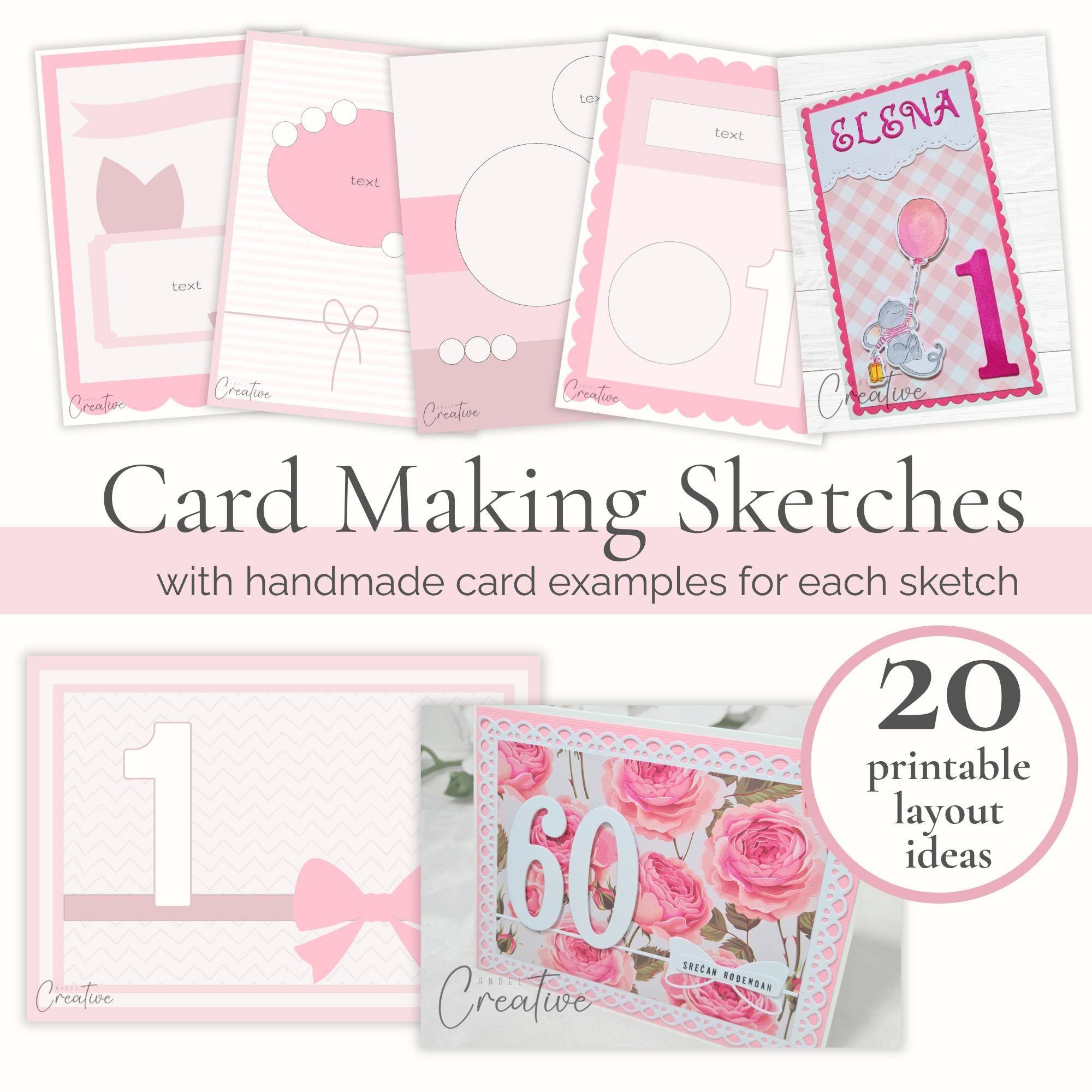 Card Making Sketches, Printable Cardmaking Template, Handmade Greeting ...