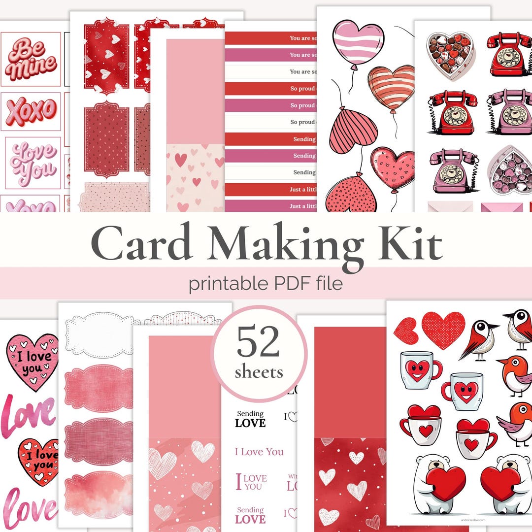 Craft Activity - DIY Card Making Kit, Love You Printable Crafting Kits ...