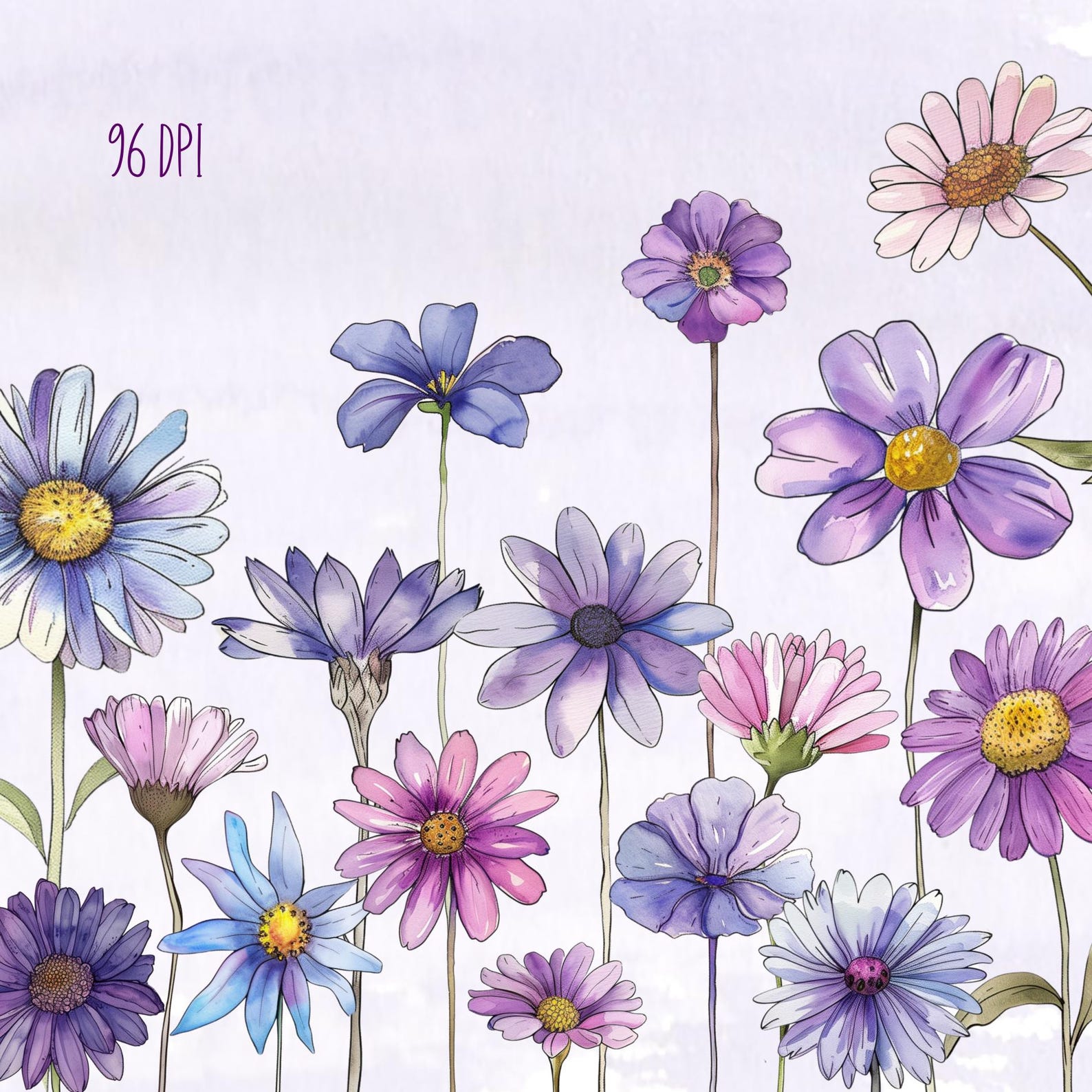 Pink Flower Doodle Clipart, Purple Flowers Doodles, Cute Daisy PNG ...