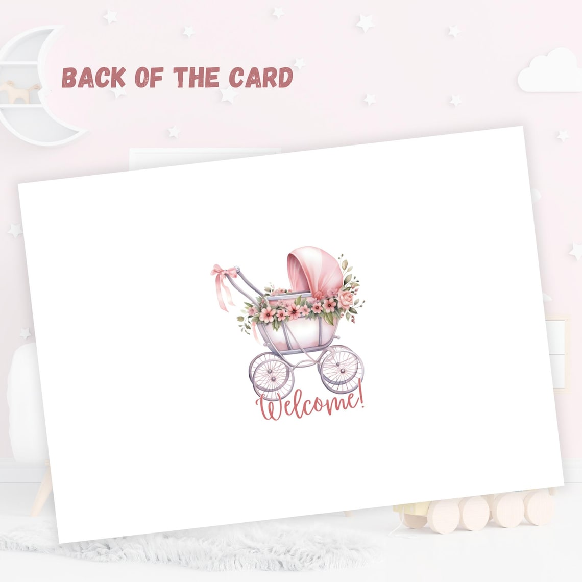 Printable Baby Girl Card, Welcome Newborn Postcard, Digital Child Birth ...