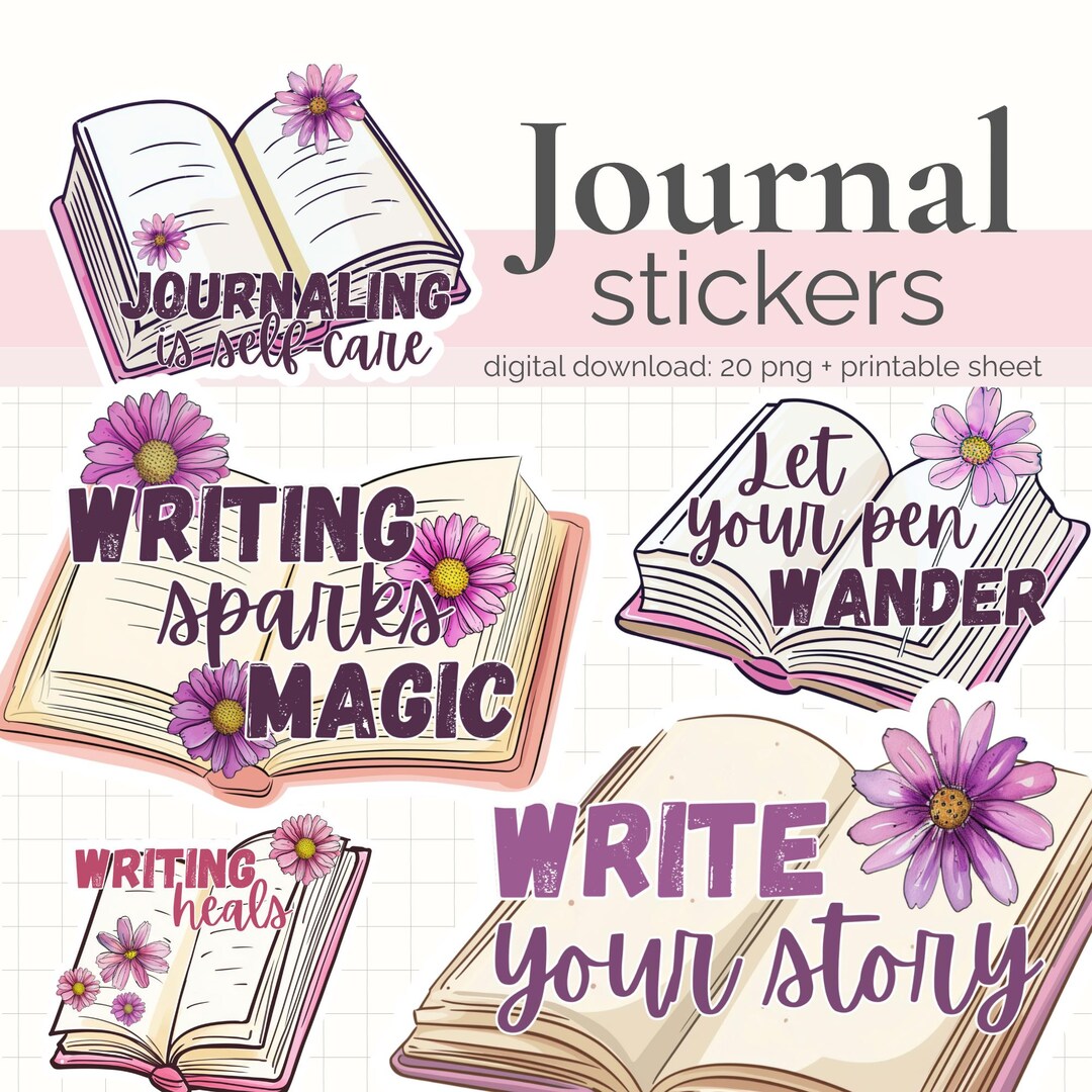 Writing Journal Stickers PNG, Printable Sticker Sheet, Love Writing ...