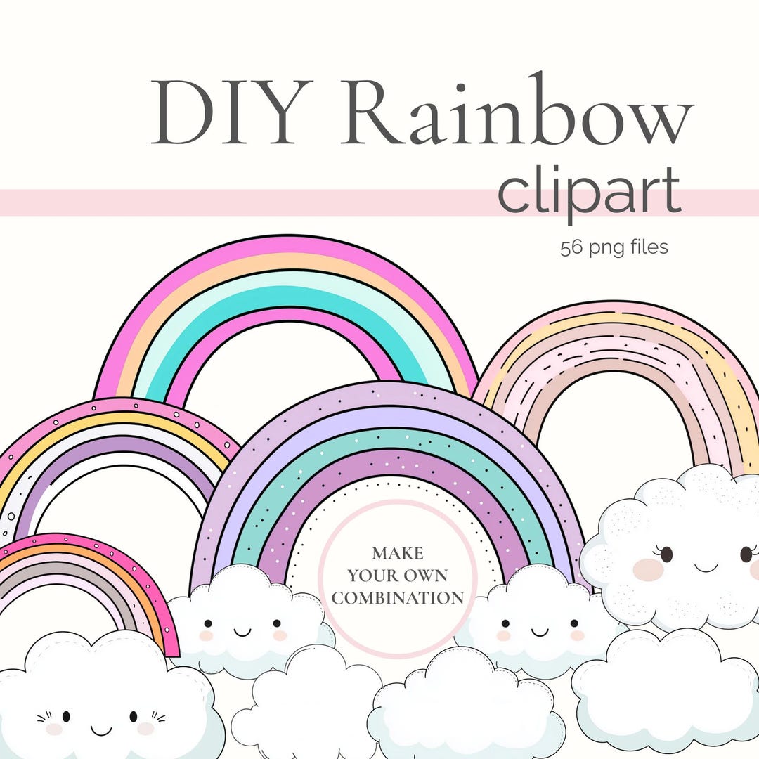 Rainbow Clipart, Make Your Own Clip Art, Rainbows and Clouds, Nursery ...
