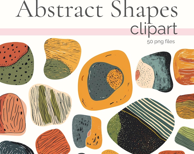 Abstract Boho Shapes Clipart, Modern Bohemian Clip Art, Shape Bundle, Circuit Doodle Elements ...