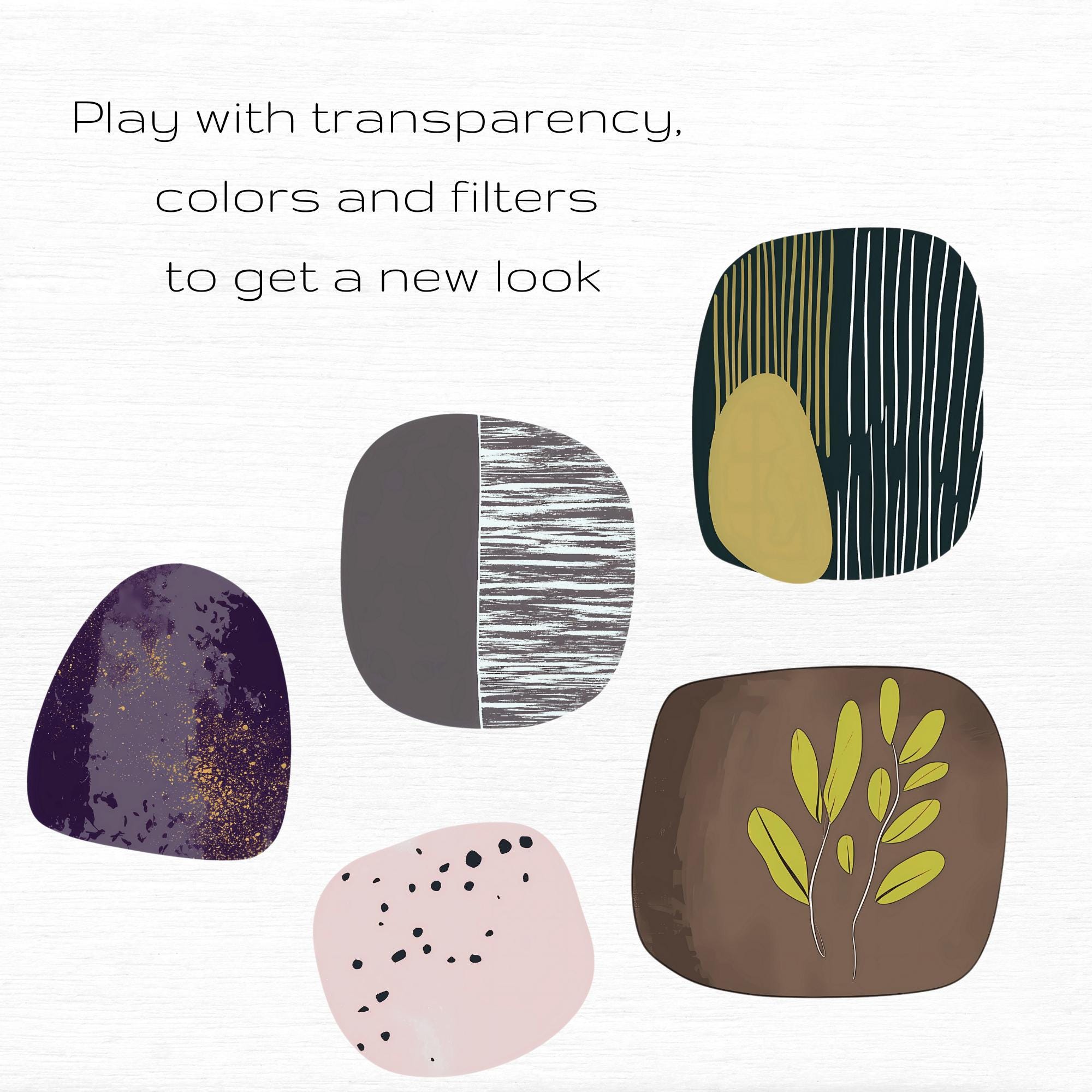 Abstract Boho Shapes Clipart, Modern Bohemian Clip Art, Organic Shape ...